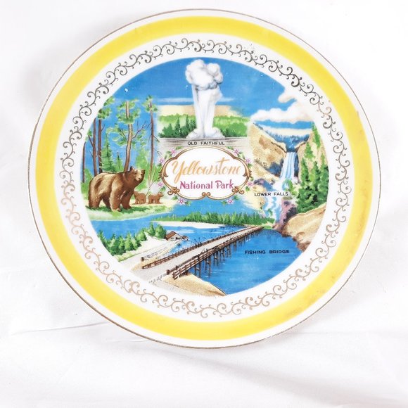 Accents | Yellowstone National Park Souvenir Plate Ceramic Vintage ...